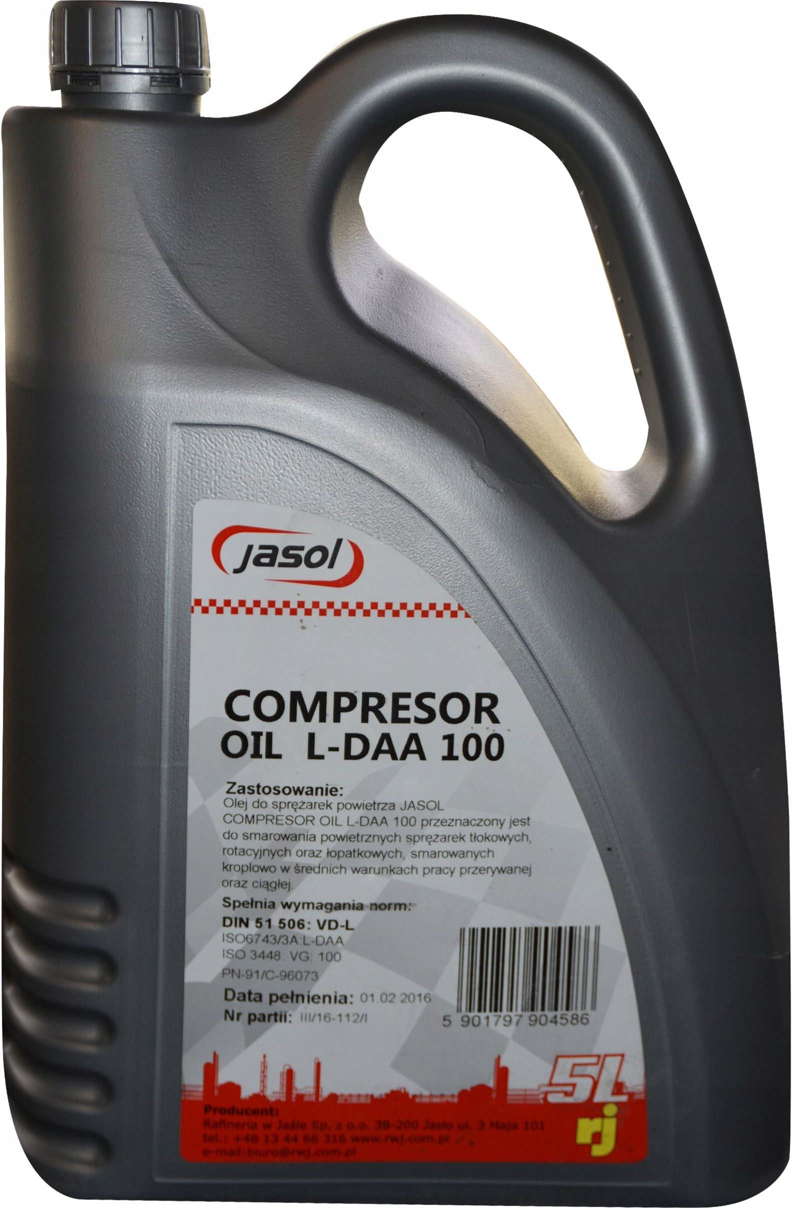 Jasol Olej Do Kompresora L-Daa 100 5L - Opinie i ceny na Ceneo.pl
