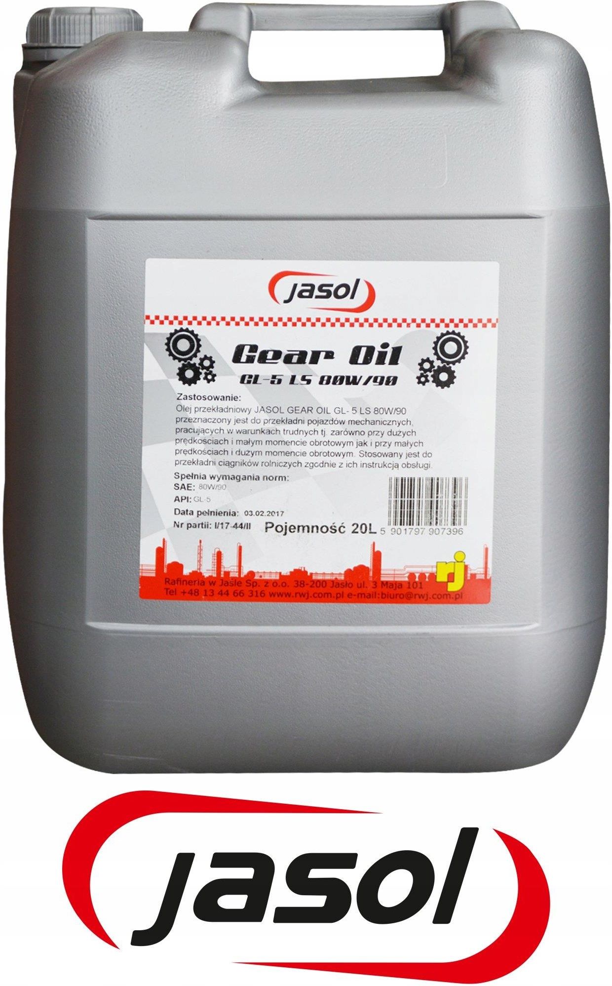 Jasol Olej Przekładniowy Gl-5 80W90Ls -20L - Opinie i ceny na Ceneo.pl