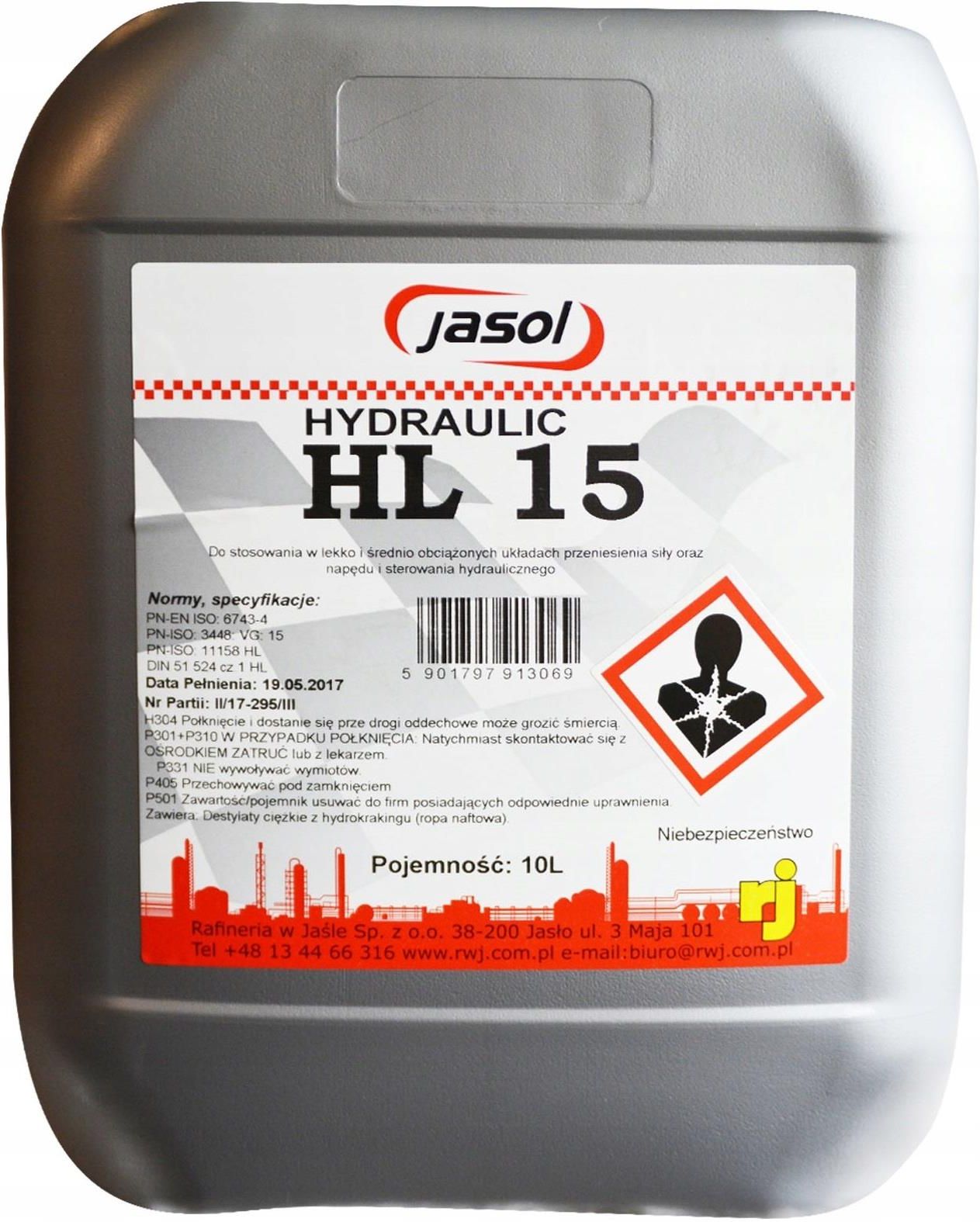 Jasol Olej Hydrauliczny Din 51 524 Cz.1 Hl Vg 15 - 10L - Opinie i ceny na Ceneo.pl