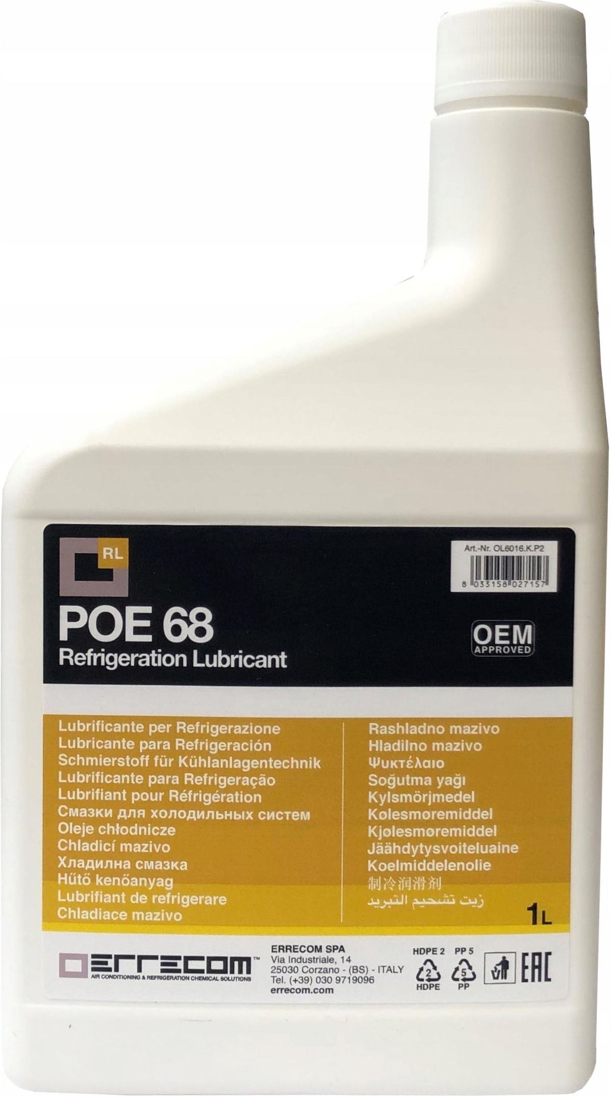 Errecom Olej Chłodniczy - Ziębniczy Poe 68 Polyester 1L - Opinie i ceny ...