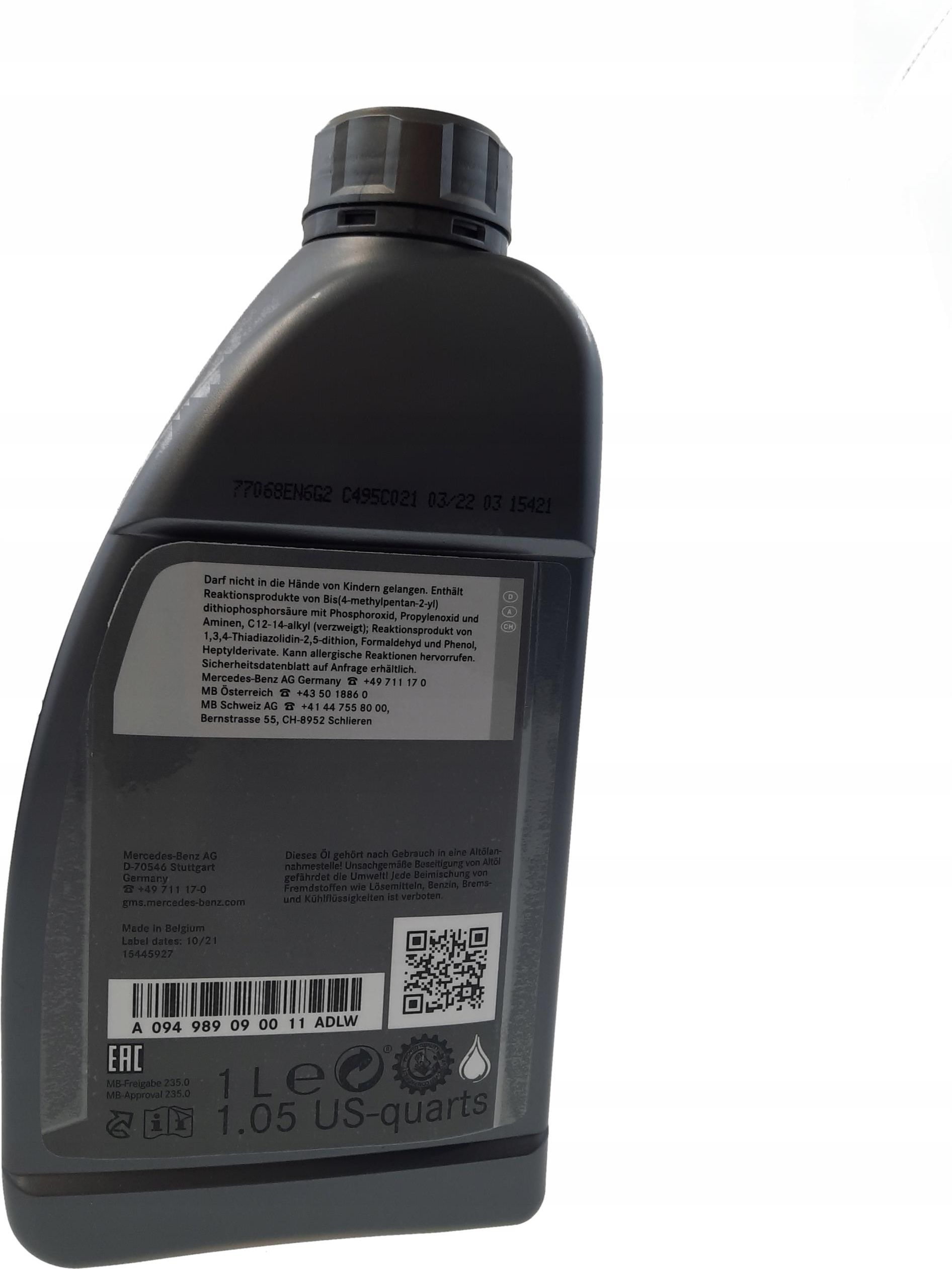 Mercedes-Benz Olej Przekładniowy Mercedes Mb 235.0 85W-90 1L - Opinie i ...