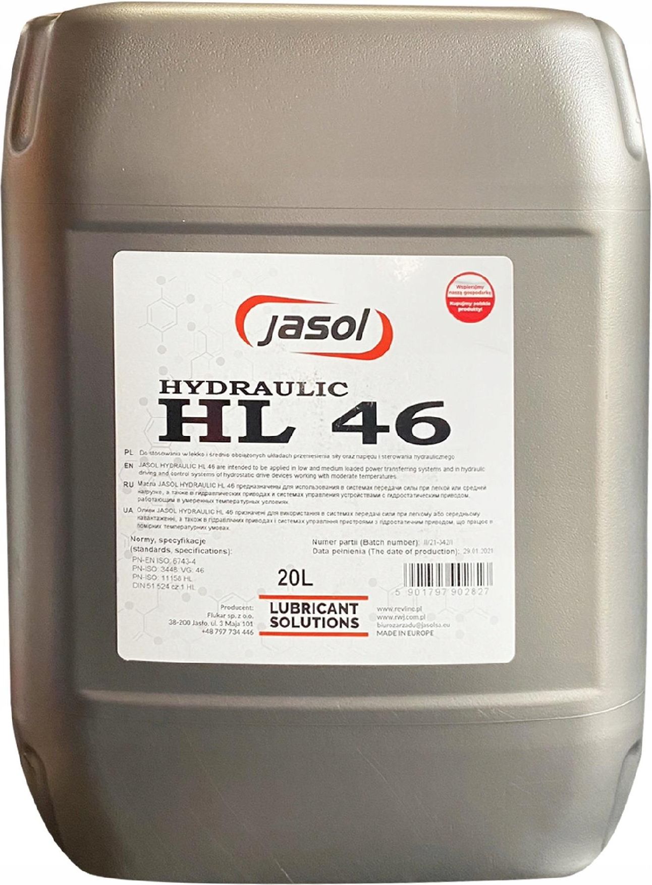 Jasol Hydraulic Hl 46 Olej Hydrauliczny 20L - Opinie i ceny na Ceneo.pl
