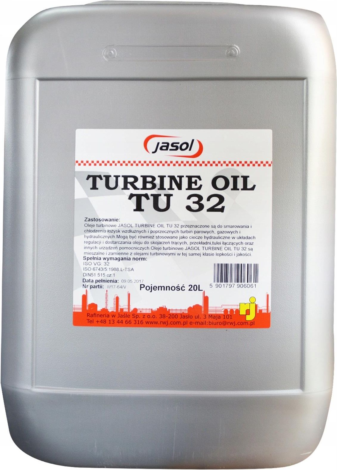 Jasol Olej Turbinowy Turbine Oil Tu 32 - 20L - Opinie i ceny na Ceneo.pl