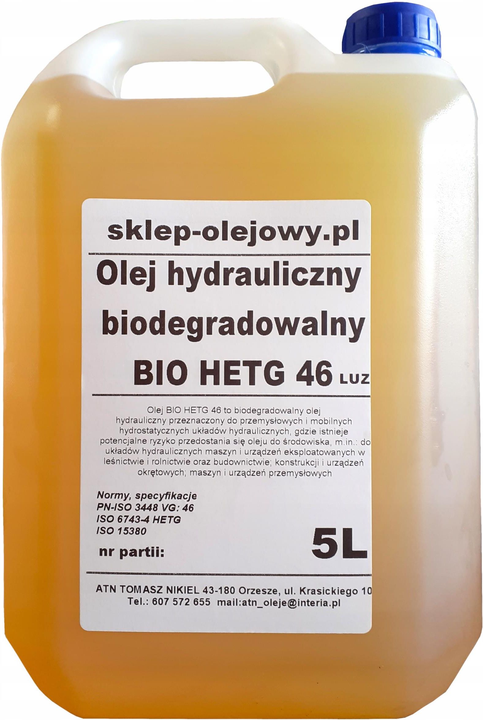 Jasol Olej Hydrauliczny Ekologiczny Vg46 Bio Hetg 5L - Opinie i ceny na Ceneo.pl