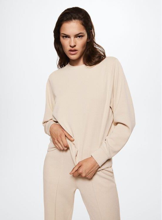 Mango Bluza Pique 37063840 Beżowy Regular Fit - Ceny i opinie - Ceneo.pl