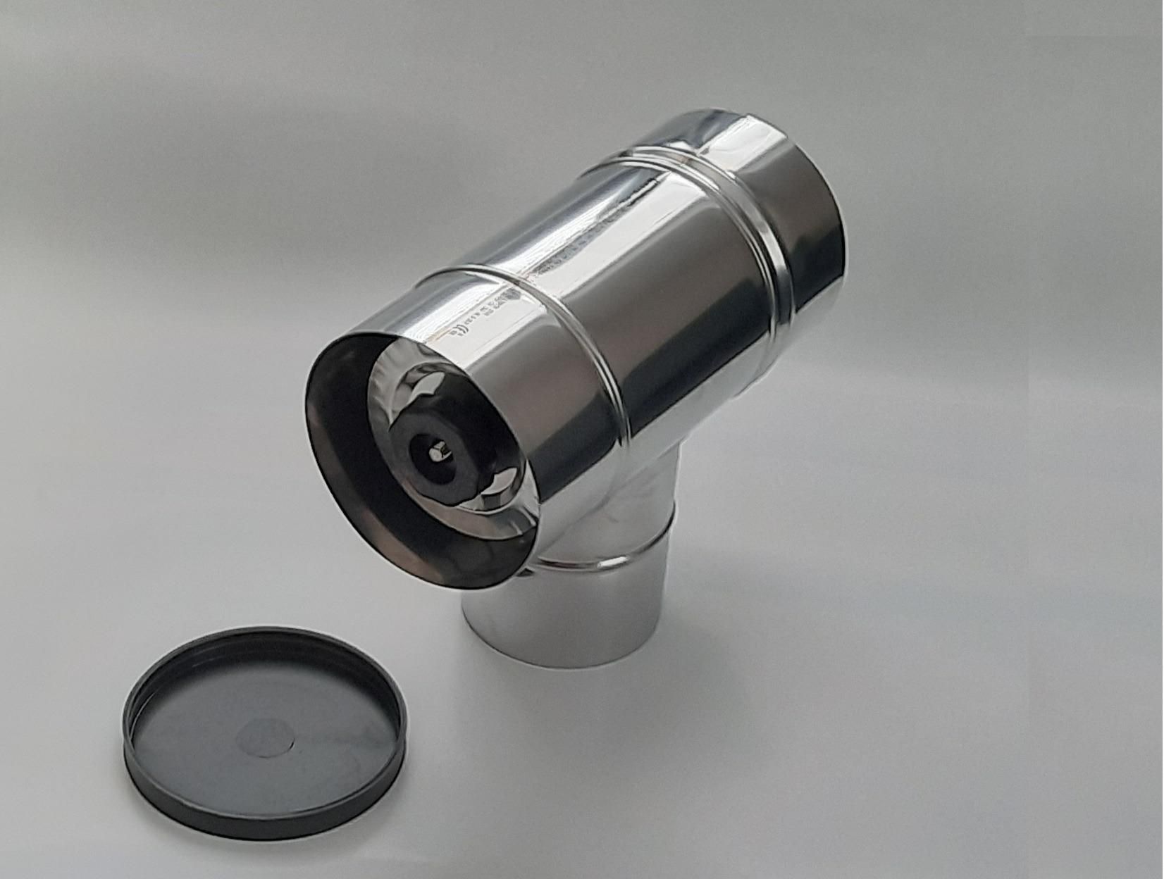 System kominkowy TRÓJNIK Z WYCZYSTKĄ / REWIZJA 60/100 DO KOTŁA Z ADAPTEREM, dwuścienny ...