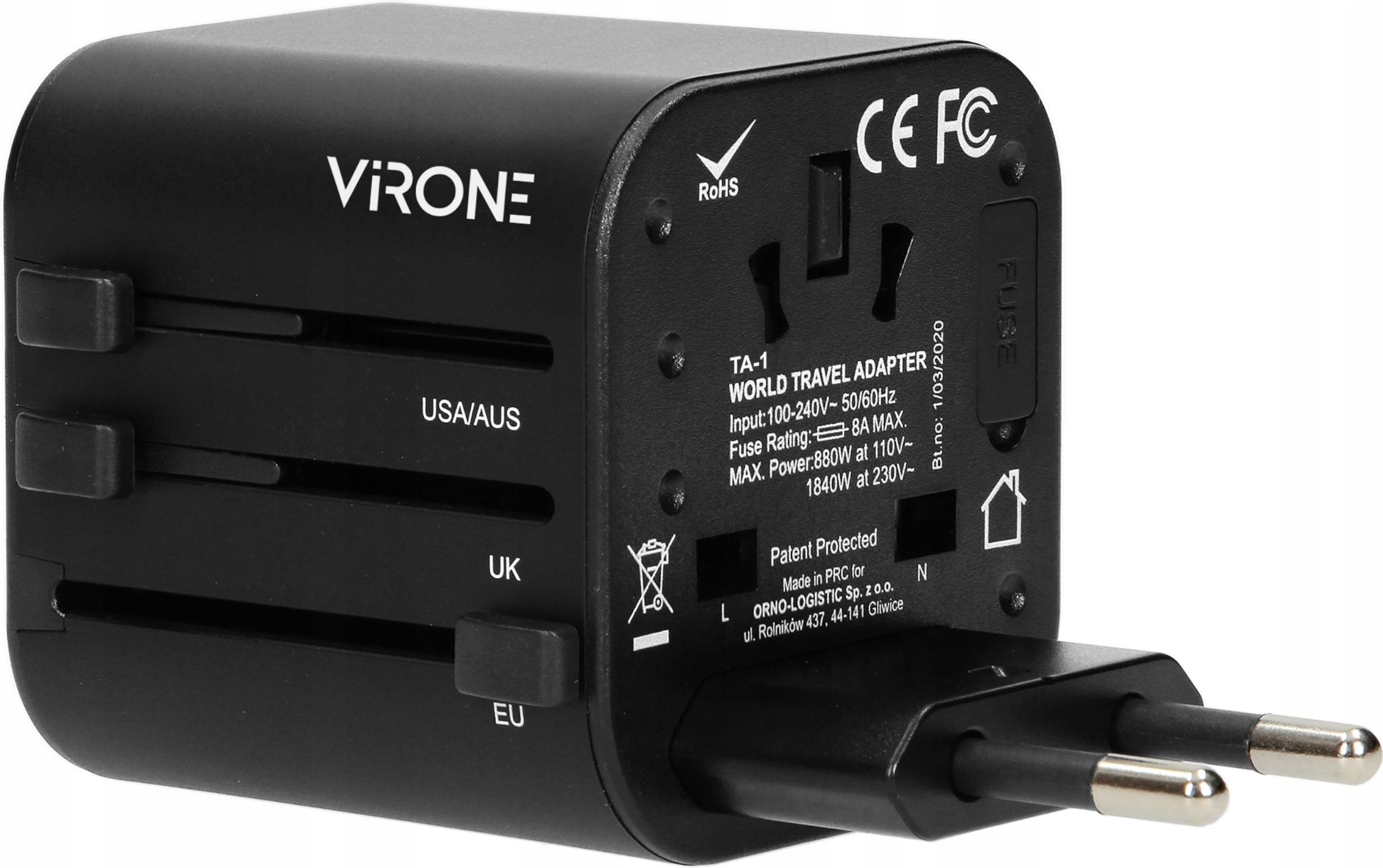 Orno Adapter Podróżny Uniwersalny Eu Uk Us 200 Krajów Ta1 (Ta1) - Opinie i ceny na Ceneo.pl