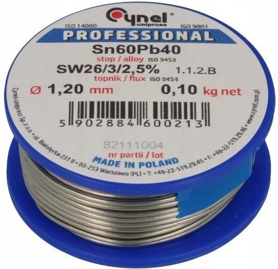 Cynel Cyna Z Topnikiem 1,2Mm 100G Sn60% Pb40% Lut0108100 - Opinie i ...