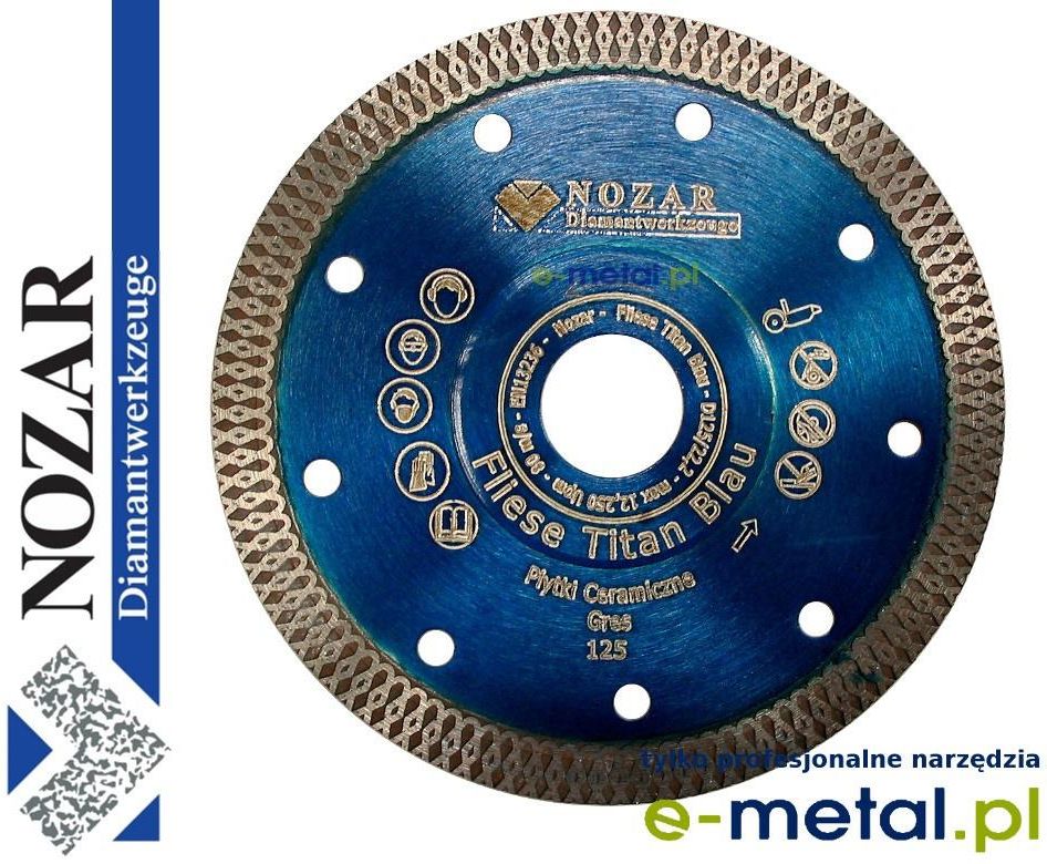 Tarcza diamentowa Nozar Tarcza Diamentowa/125/22,2/Fliese Titan Blau 1 ...