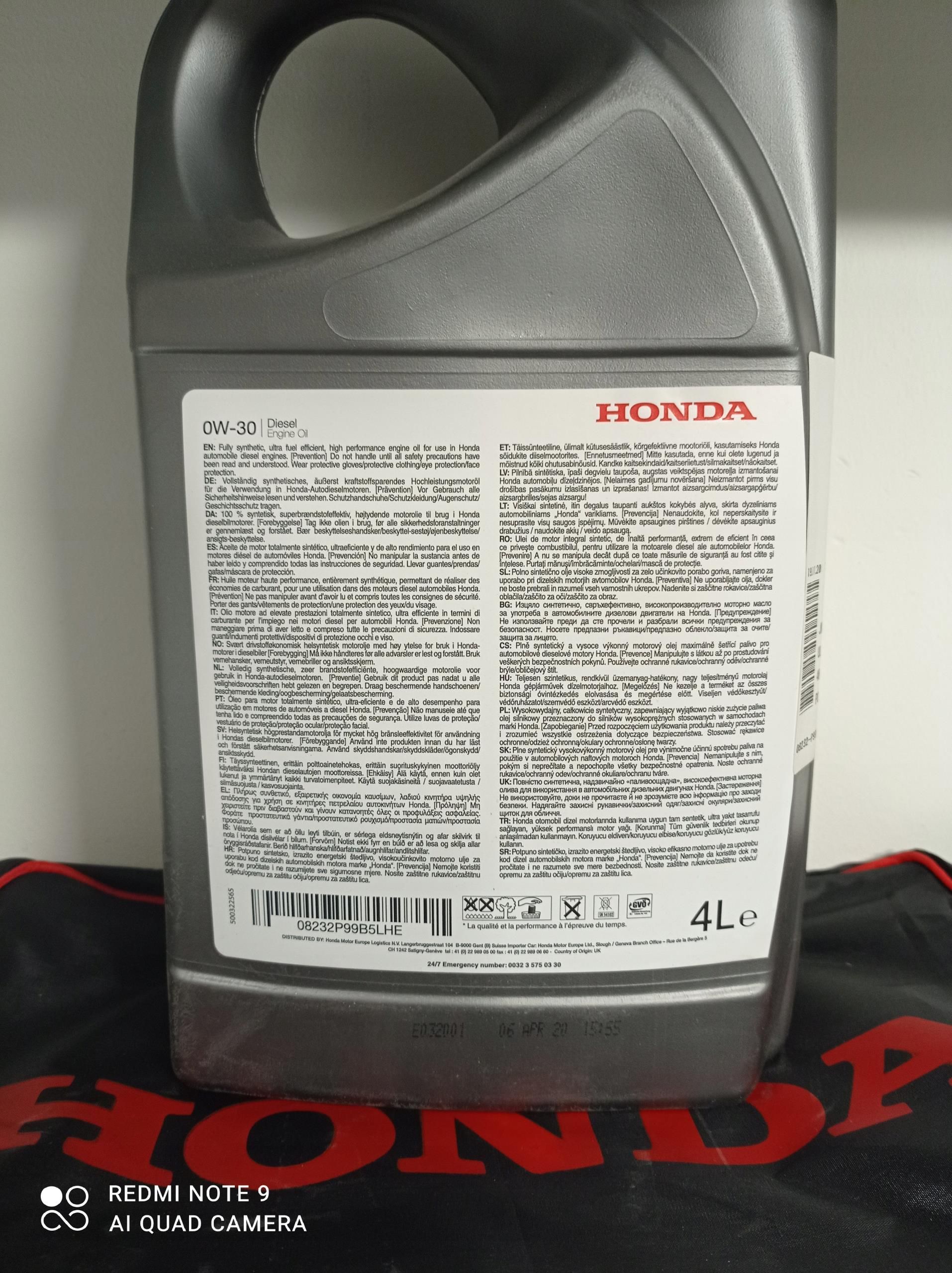 Olej silnikowy Honda Oe New Generation Diesel Engine 0W30 4L - Opinie i ...