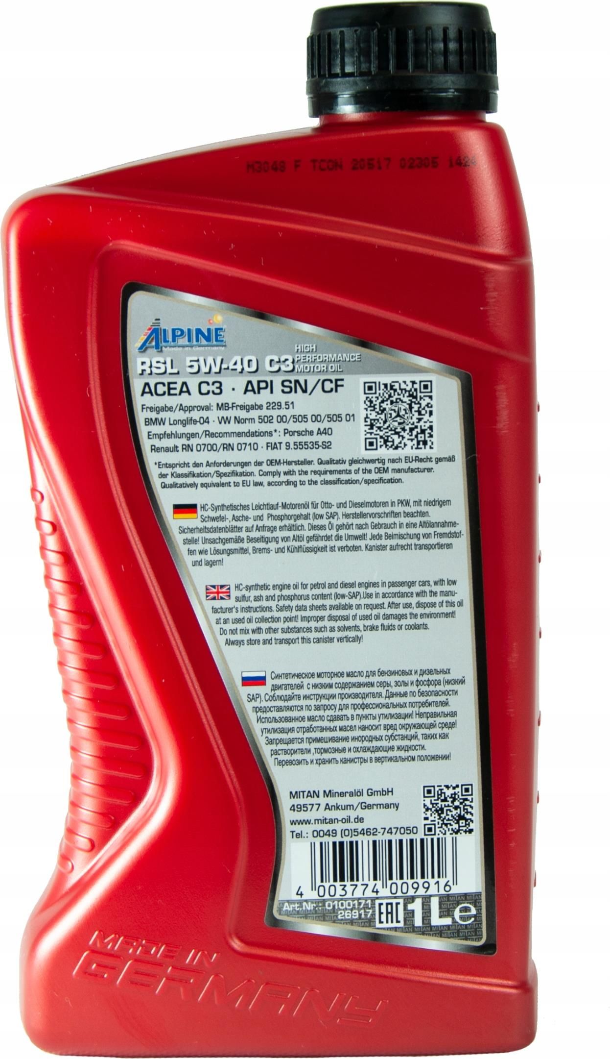 Olej silnikowy Alpine Syntetyczny Rsl C3 5W-40 1L - Opinie i ceny na ...