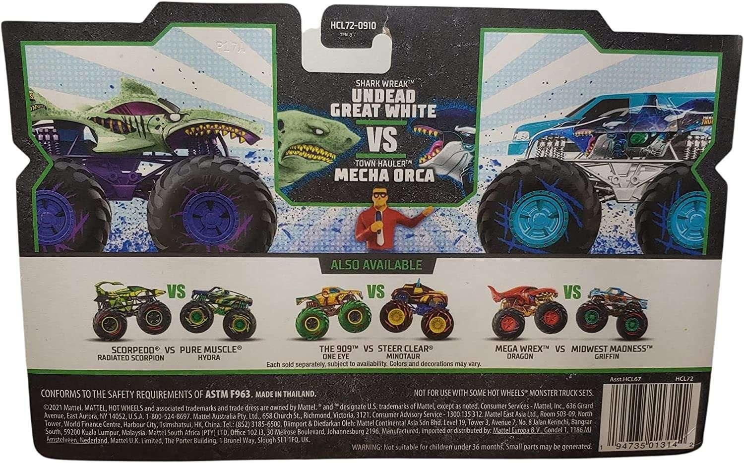 Hot Wheels - Monster Trucks 2pak Undead Great White vs Mecha Orca HCL72 ...