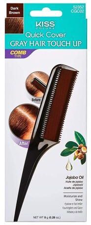 Grzebień do retuszu siwych włosów Ciemnobrązowy - Kiss Quick Cover Gray ...