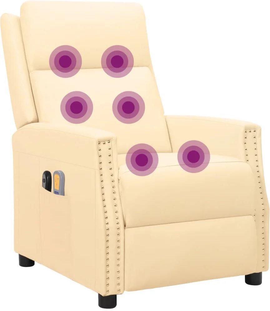 Vidaxl Elektryczny Fotel Masujący Rozkładany Kremowy Sztuczna Skóra ...