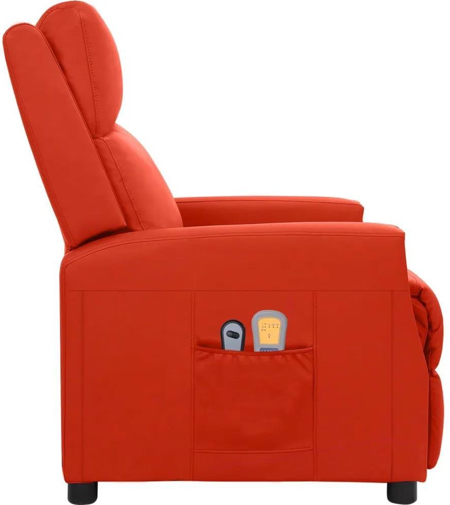 Vidaxl Elektryczny Fotel Masujący Rozkładany Czerwony Sztuczna Skóra ...