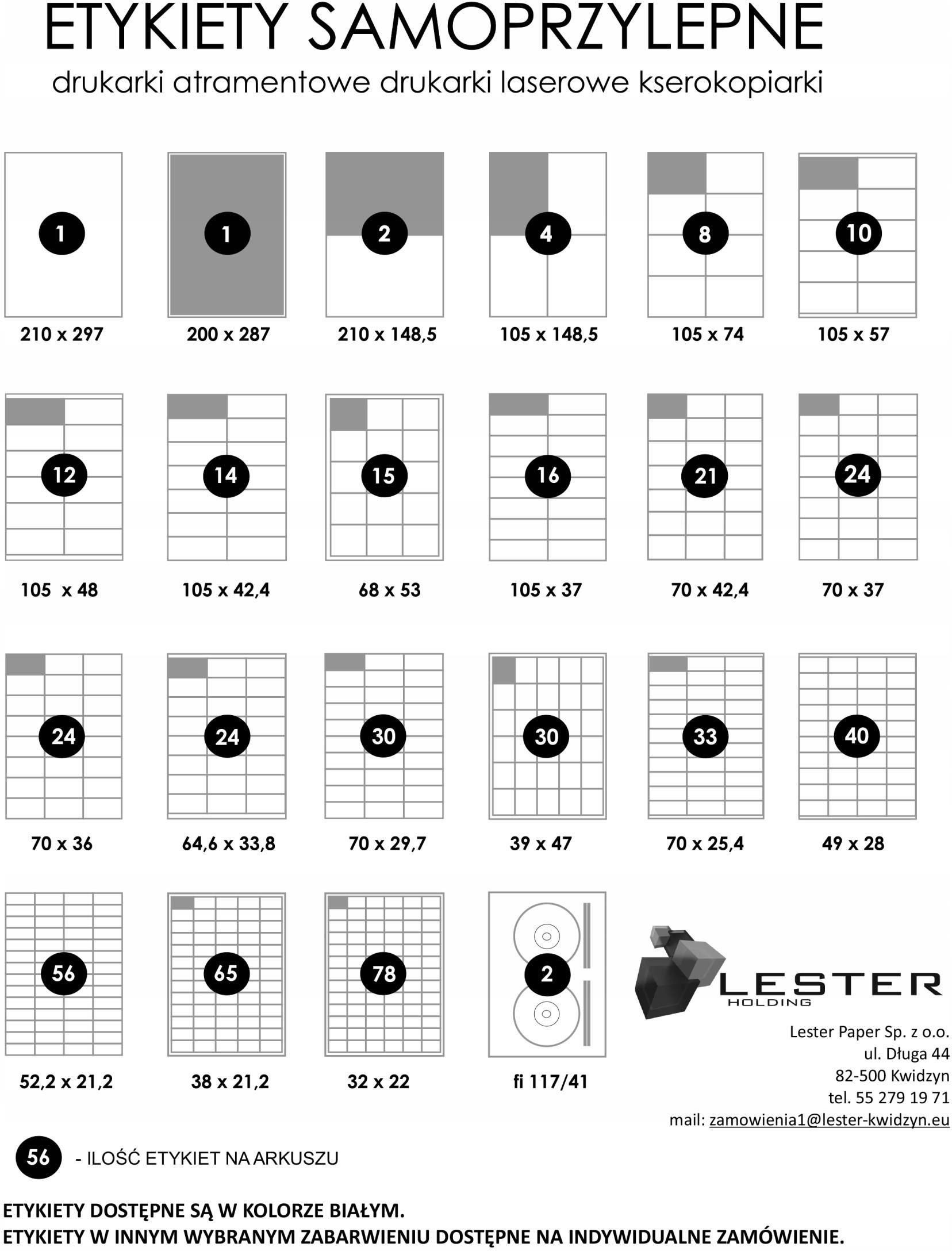 Lester Paper Etykiety Premium A4 25Ark 200X287 Kolor Niebieski - Ceny i ...