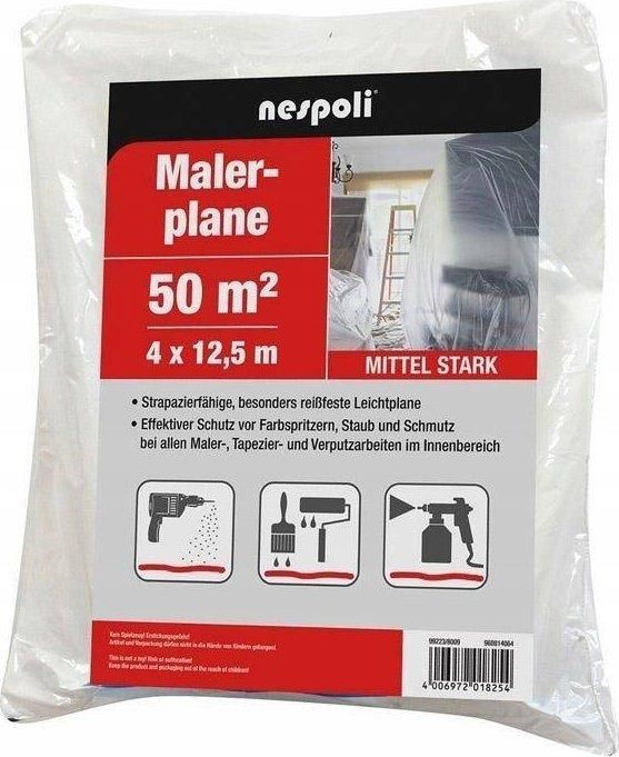 Folie malarskie Nespoli Gruba Wytrzymała Folia Ochronna Malarska 4x12m ...