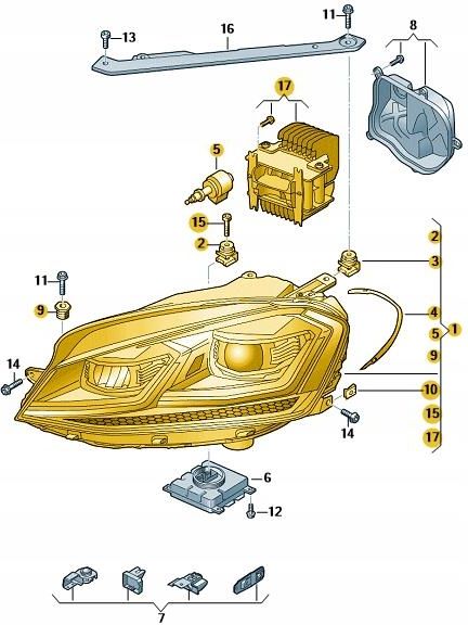 Lampa przednia Volkswagen Oe Reflektor Diodowy Vw Golf Vii 5G1941773 ...