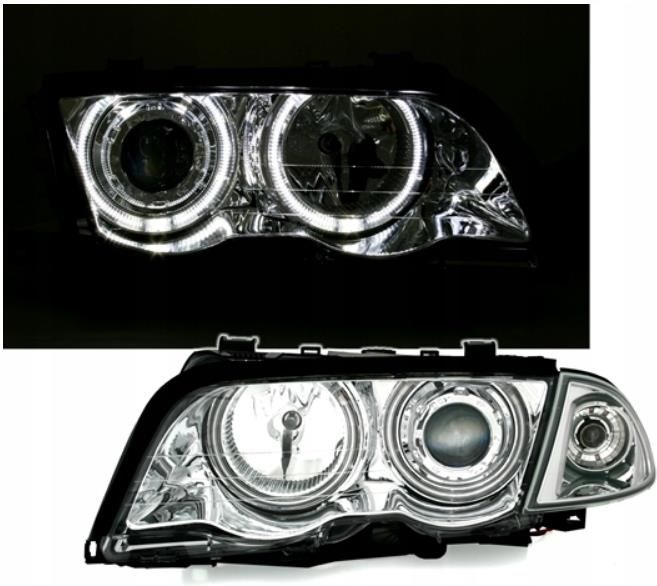 Lampa przednia Eagle Eyes Lampy Bmw E46 98-01R Sedan Touring Białe Ringi Chr LPBMG0 - Opinie i ...