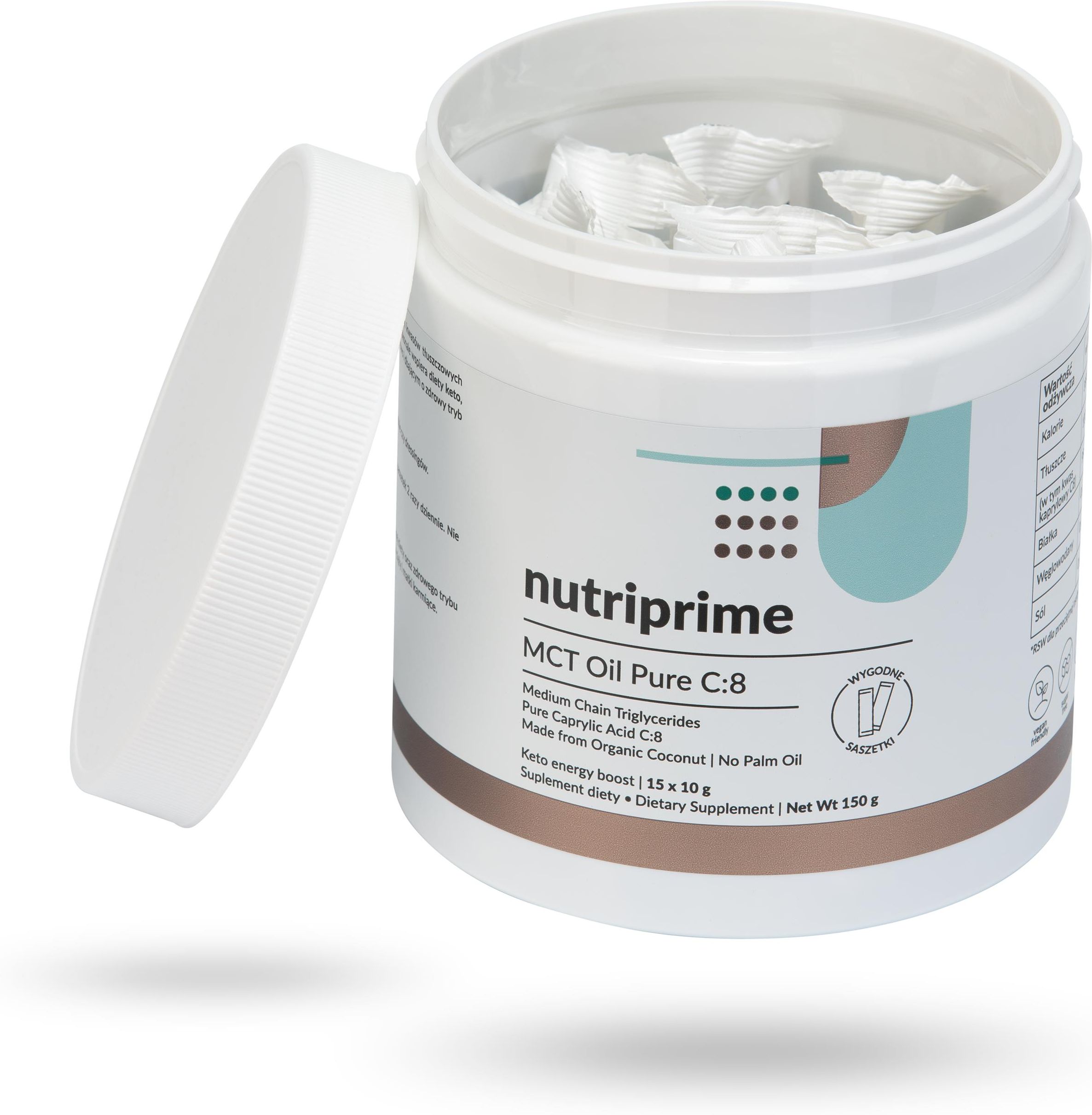 Nutriprime Olej MCT C8 w saszetkach 15x10 g - Opinie i ceny na Ceneo.pl