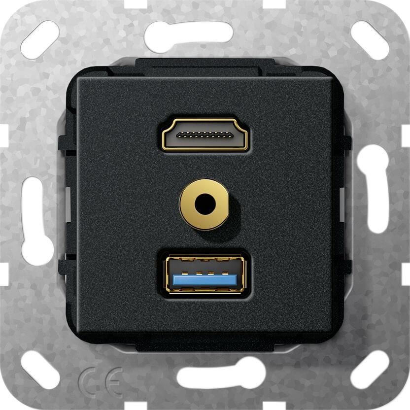 Gniazdo elektryczne Gira Gniazdo Hdmi 2.0A + Usb A 3.0 Mini-Jack 3,5Mm ...