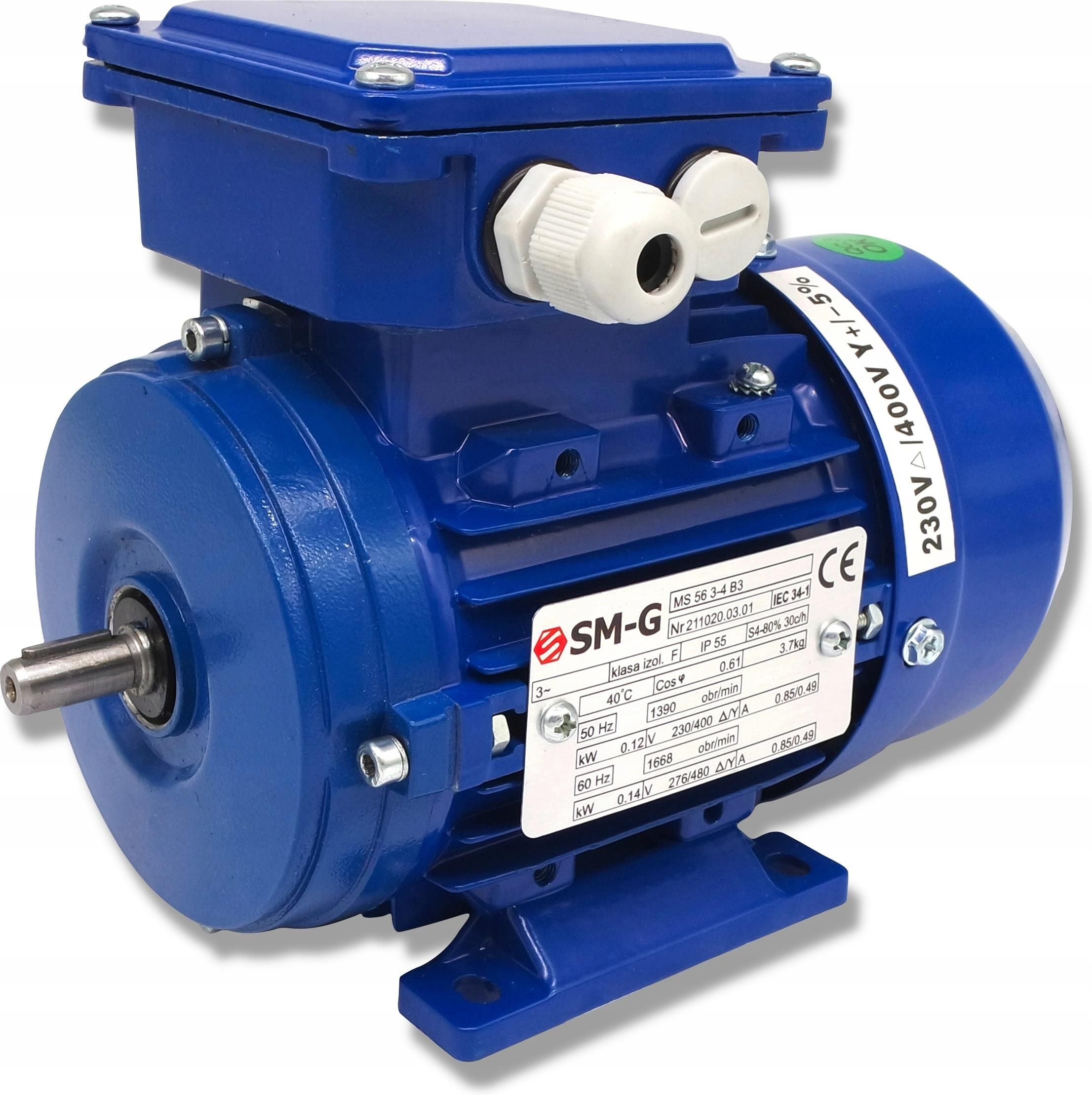 Sm-G Silnik Elektryczny 0,12Kw 230/400V 1390Obr 3Fazowy 3001.Ms.56.3-4. ...