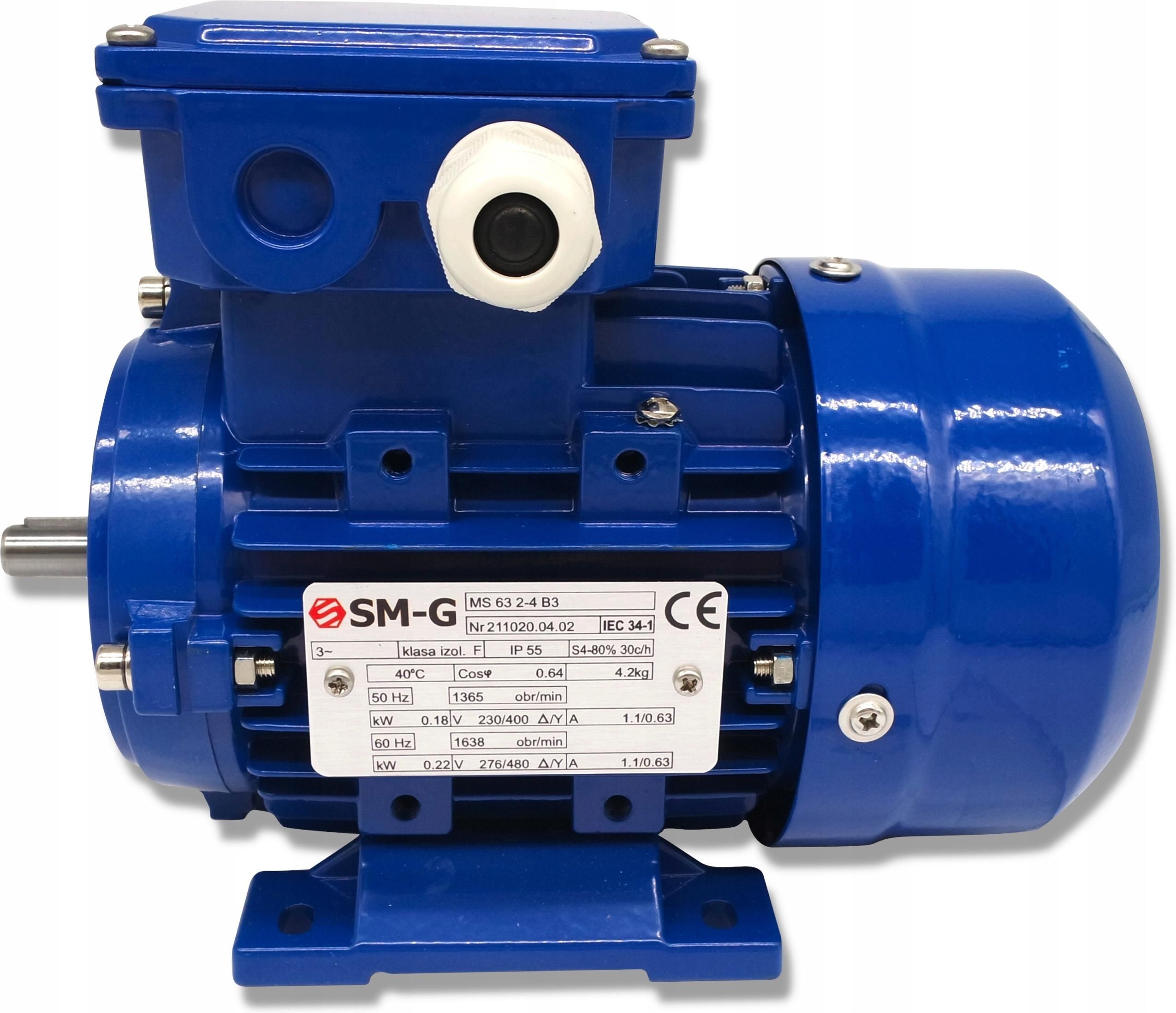 Sm-G Silnik Elektryczny 0,18Kw 230/400V 1365Obr 3Fazowy 3003.Ms.63.2-4. ...