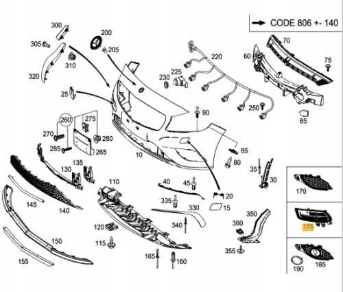 Mercedes-Benz Oe Kratka W Zderzak Mercedes W117 Amg Lewa Prawa ...
