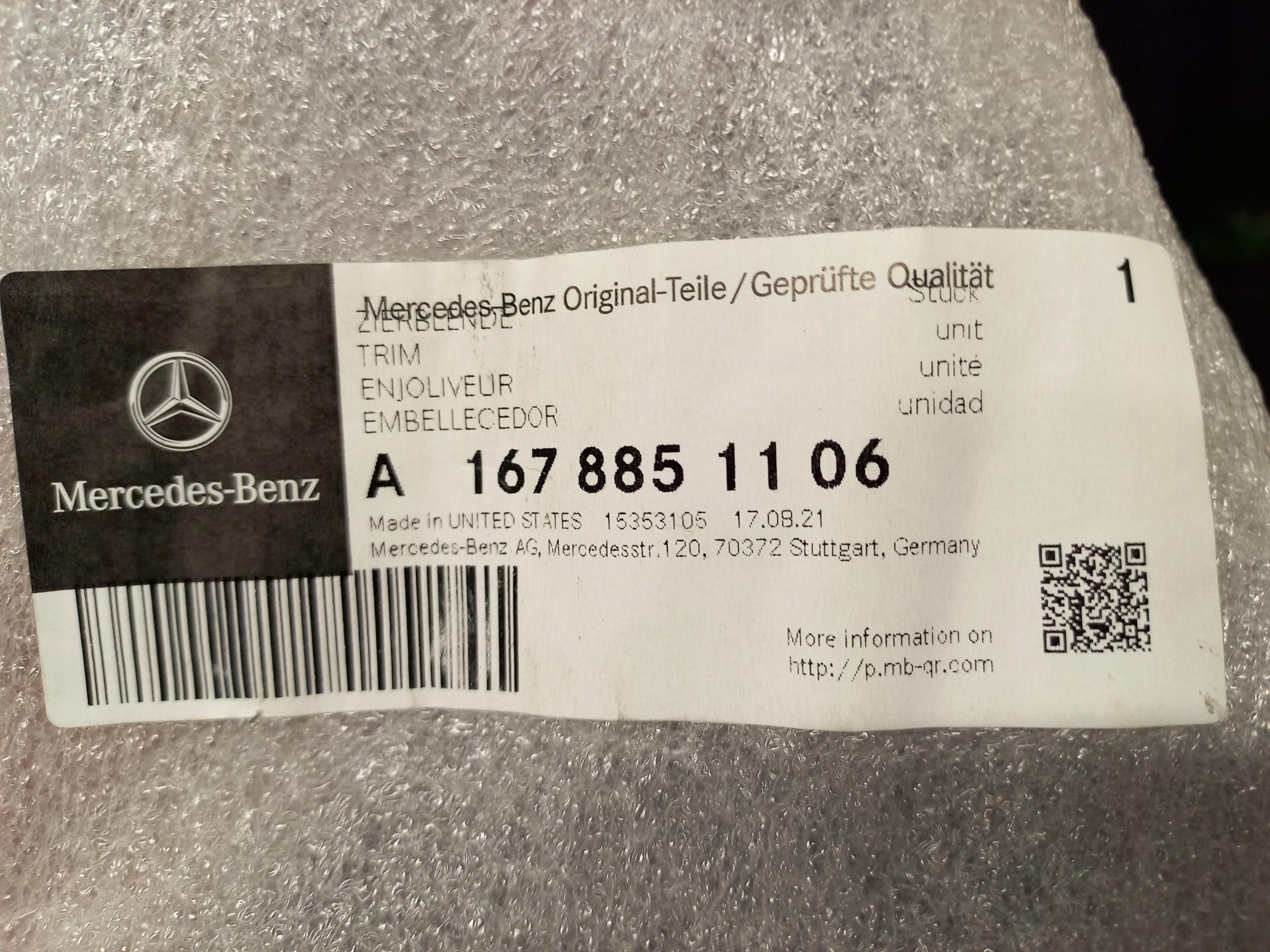 Mercedes-Benz Oe Listewka Ozdobna Zderzaka Gle W167 A1678851106 ...