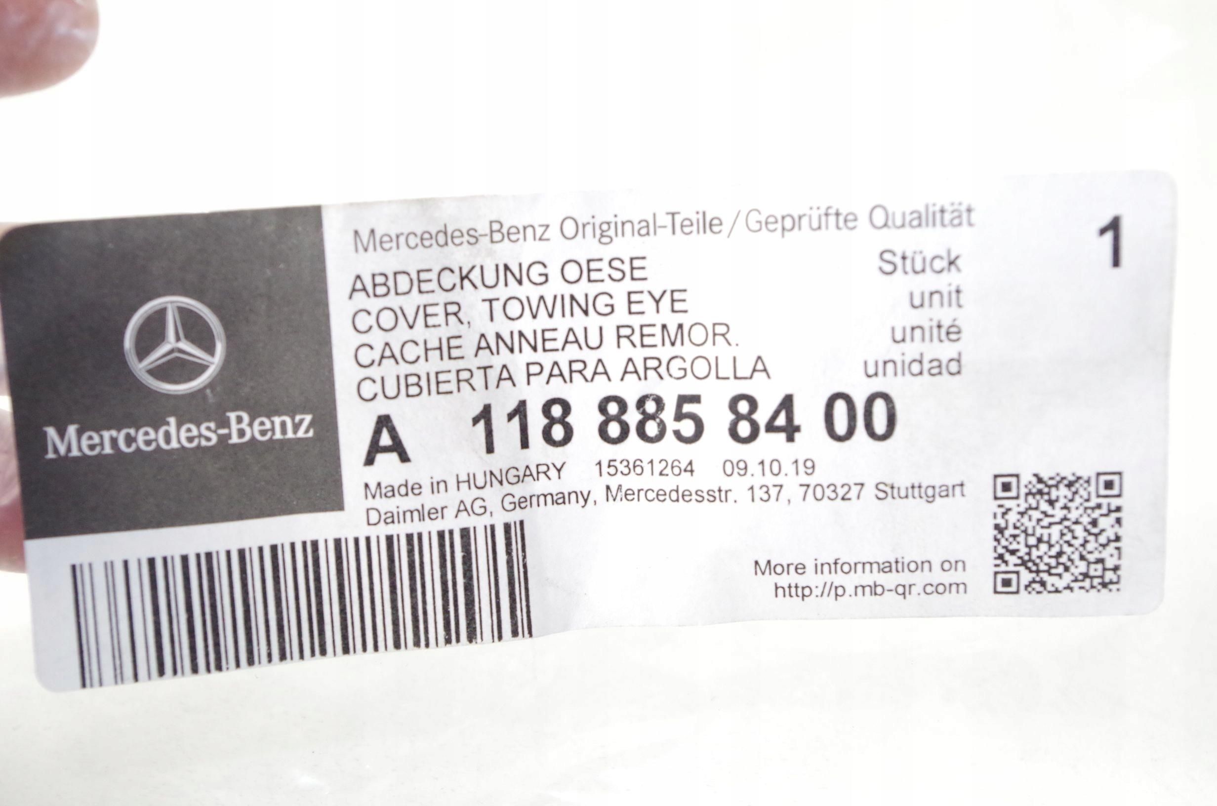 Mercedes-Benz Oe Zaślepka Zderzaka Tył Mercedes W118 Cla A1188858400 ...