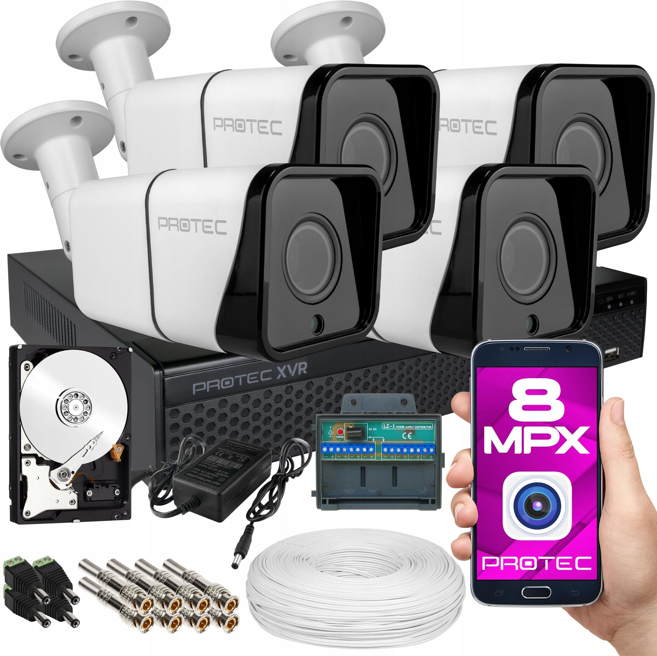 Zestaw do monitoringu Protec Zestaw Monitoringu 4 Kamery 8Mpx ...