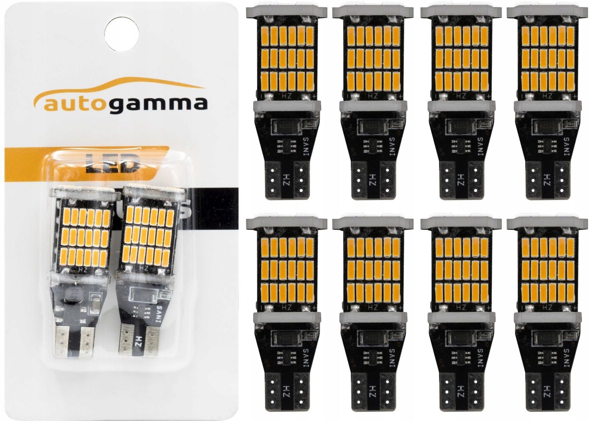 Auto Gamma Żarówki W16W 4014 T15 Canbus Led Pomarańczowe 8Szt Żarówki ...