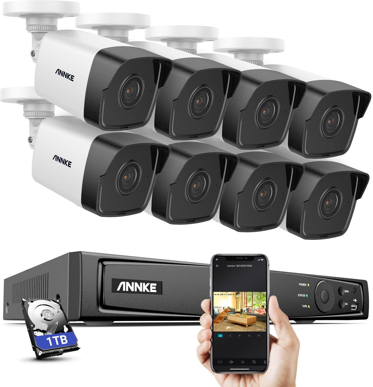 Zestaw do monitoringu ANNKE SYSTEM KAMER BEZPIECZEŃSTWA 5MP POE Z 1 TB ...