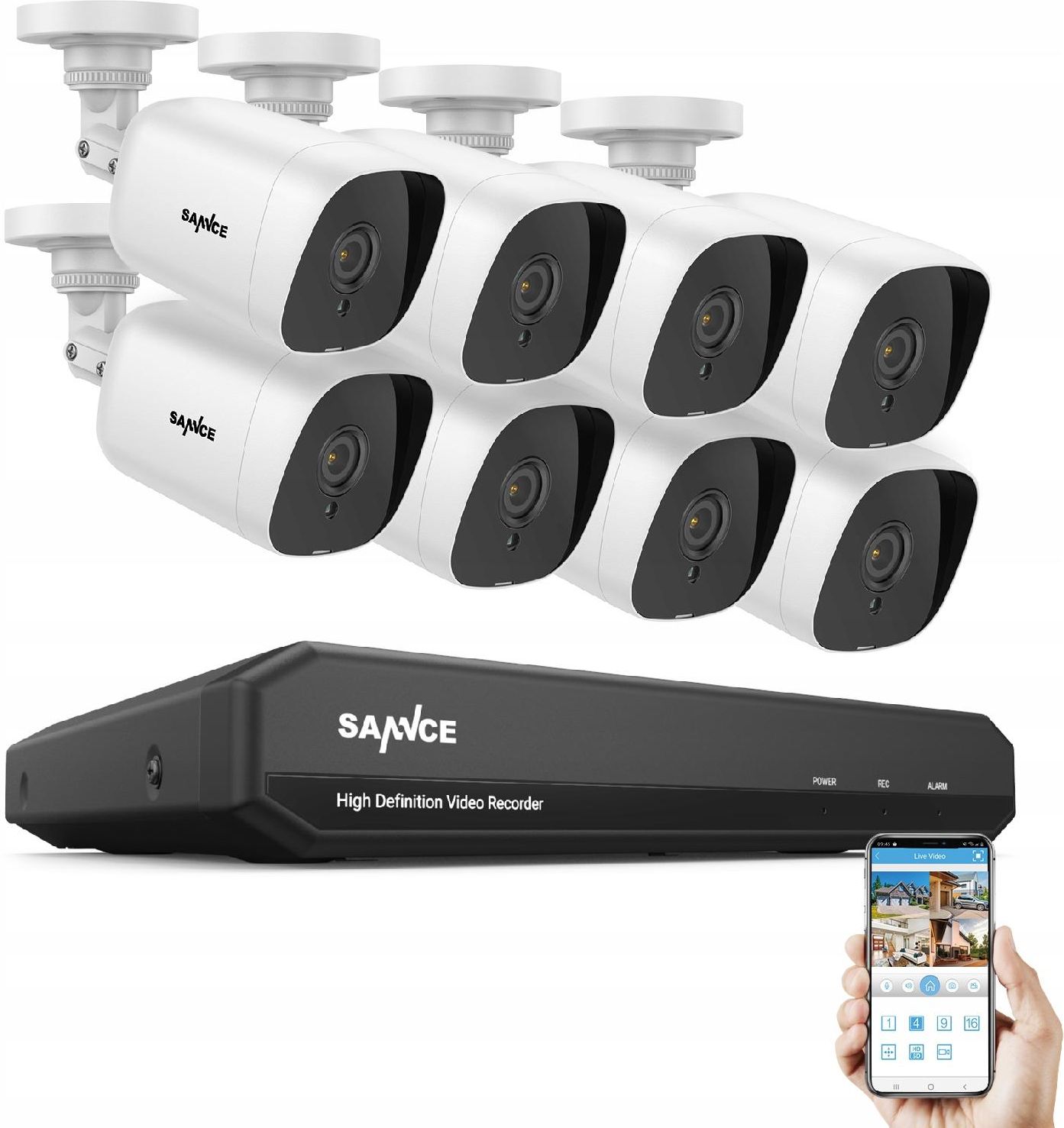 Zestaw do monitoringu SANNCE ZESTAW KAMER CCTV 8CH 5MP SUPER HD ...
