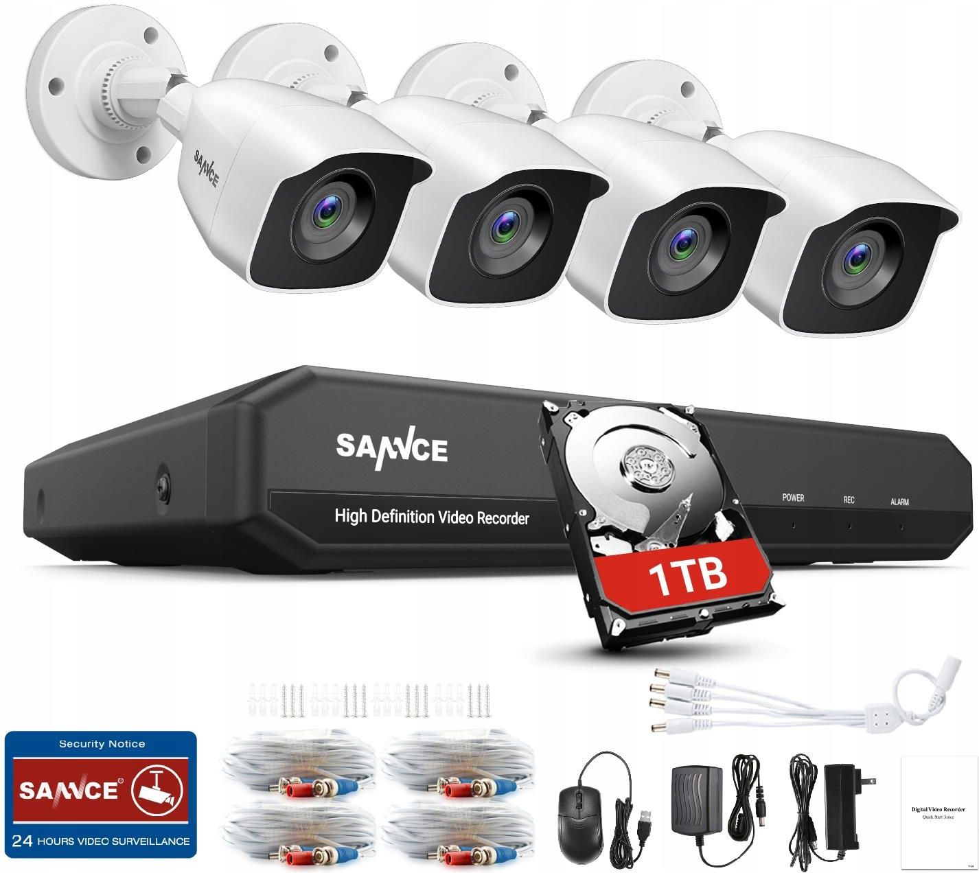 Zestaw do monitoringu SANNCE SYSTEM KAMER MONITORINGU 4CH 1080P ...