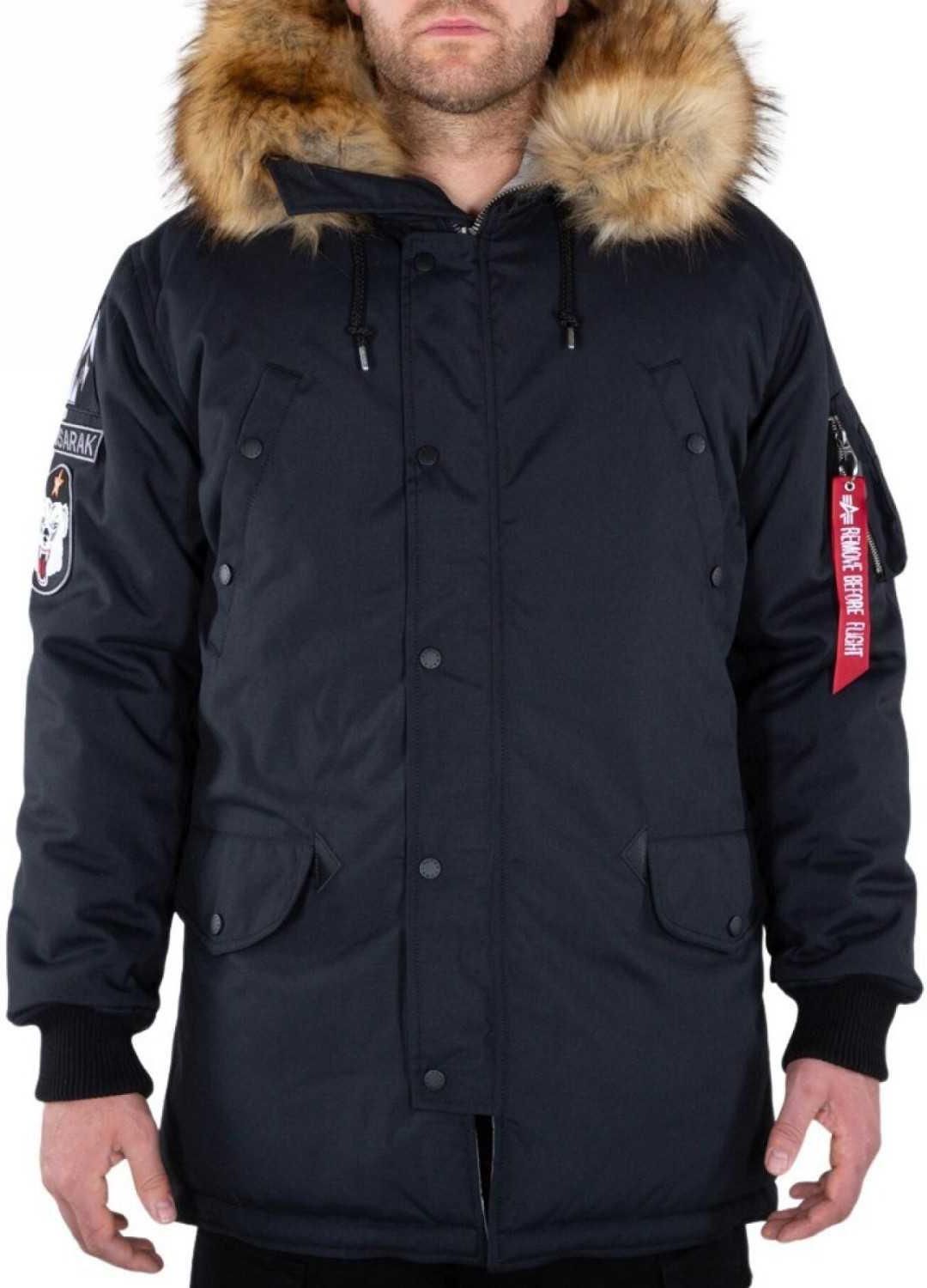 Kurtka z kapturem Alpha Industries Arctic Discoverer 118100 03 - Czarna ...