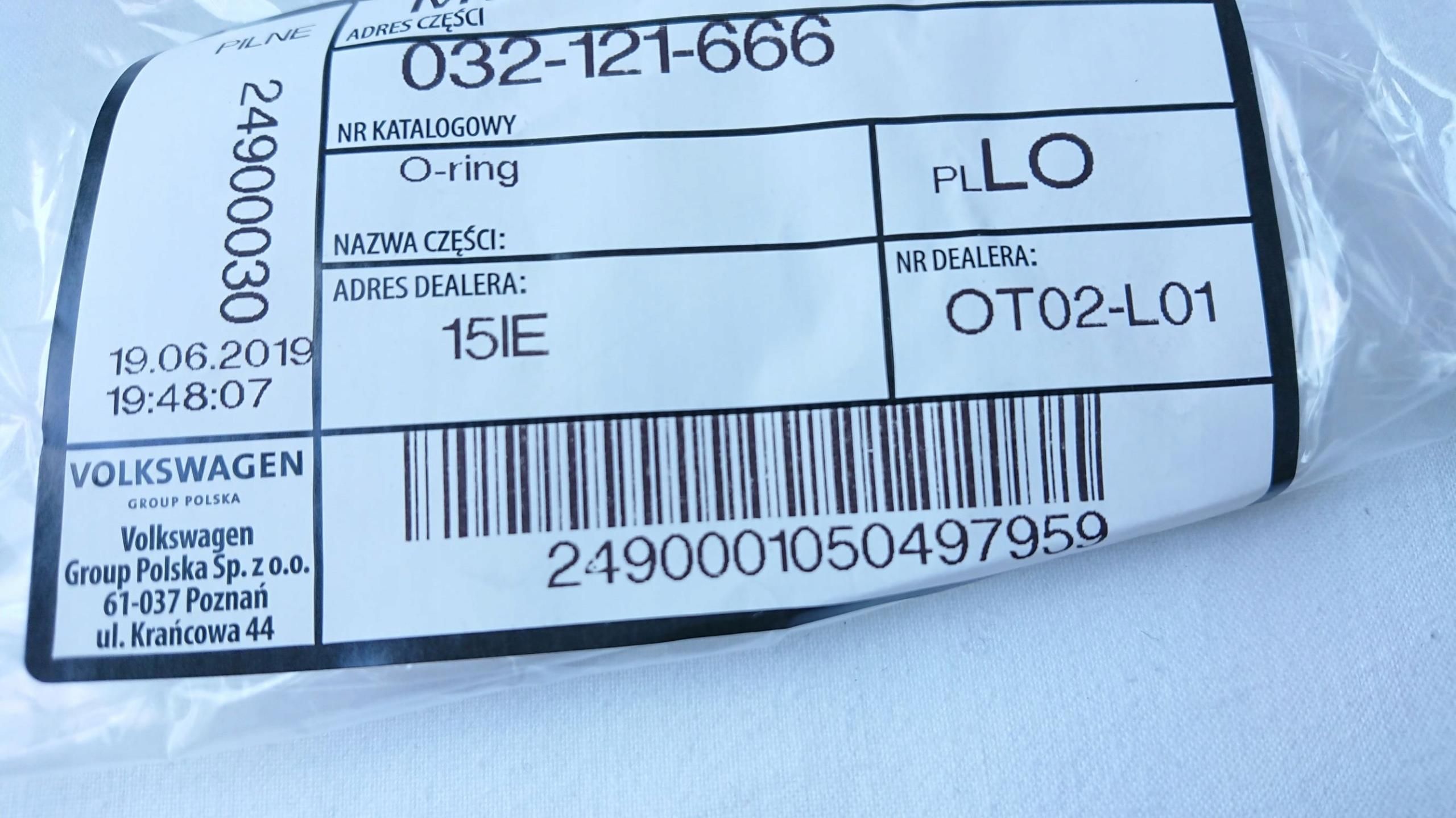 Volkswagen Oe Uszczelka Termostatu Skoda Fabia I Felicia Ii 032 121 666 ...