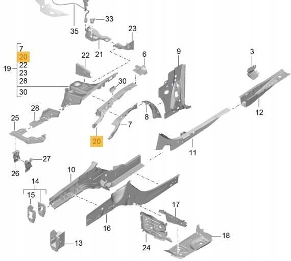 Porsche Oe Wspornik Podłużnicy Prawy Macan 95B805304 95B805304Aygrv ...