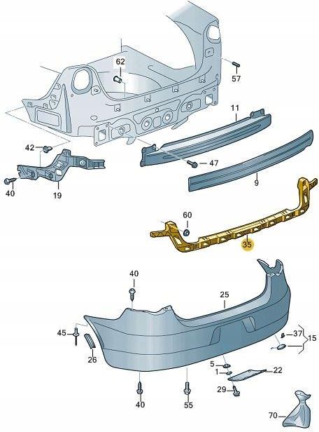 Volkswagen Oe Prowadnica Wspornik Zderzaka Vw Eos Tył 1Q0807863C ...