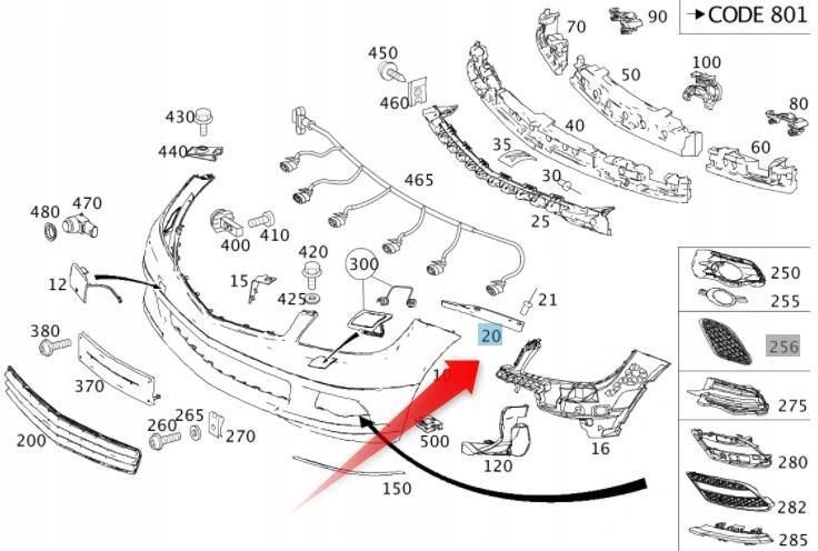 MercedesBenz Oe Ślizg Mocowanie Zderzaka Mercedes C Klasa W204 Lew ...
