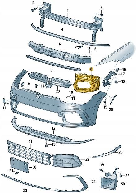 Volkswagen Oe Ślizg Prowadnica Zderzaka Vw Golf Viii R20 Pp 5H0807724D ...