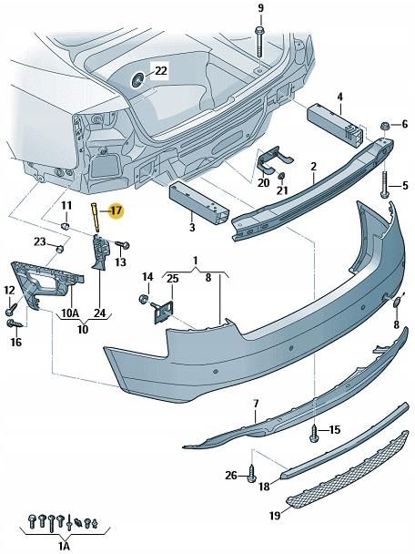 Audi Oe Bolec Prowadnicy Zderzaka Tył A5 B8 Sportback Wht002592 ...