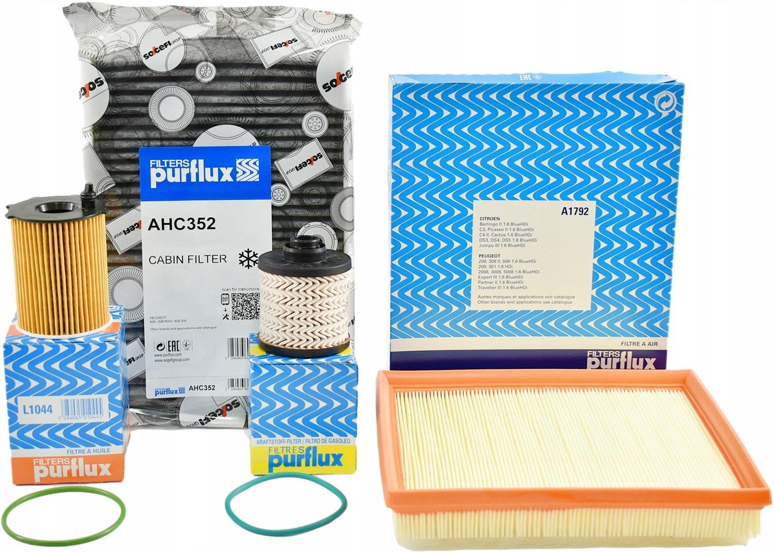 Purflux Zestaw Filtrów Peugeot 508 I 16 Blue Hdi L1044 A1792 C533A ...