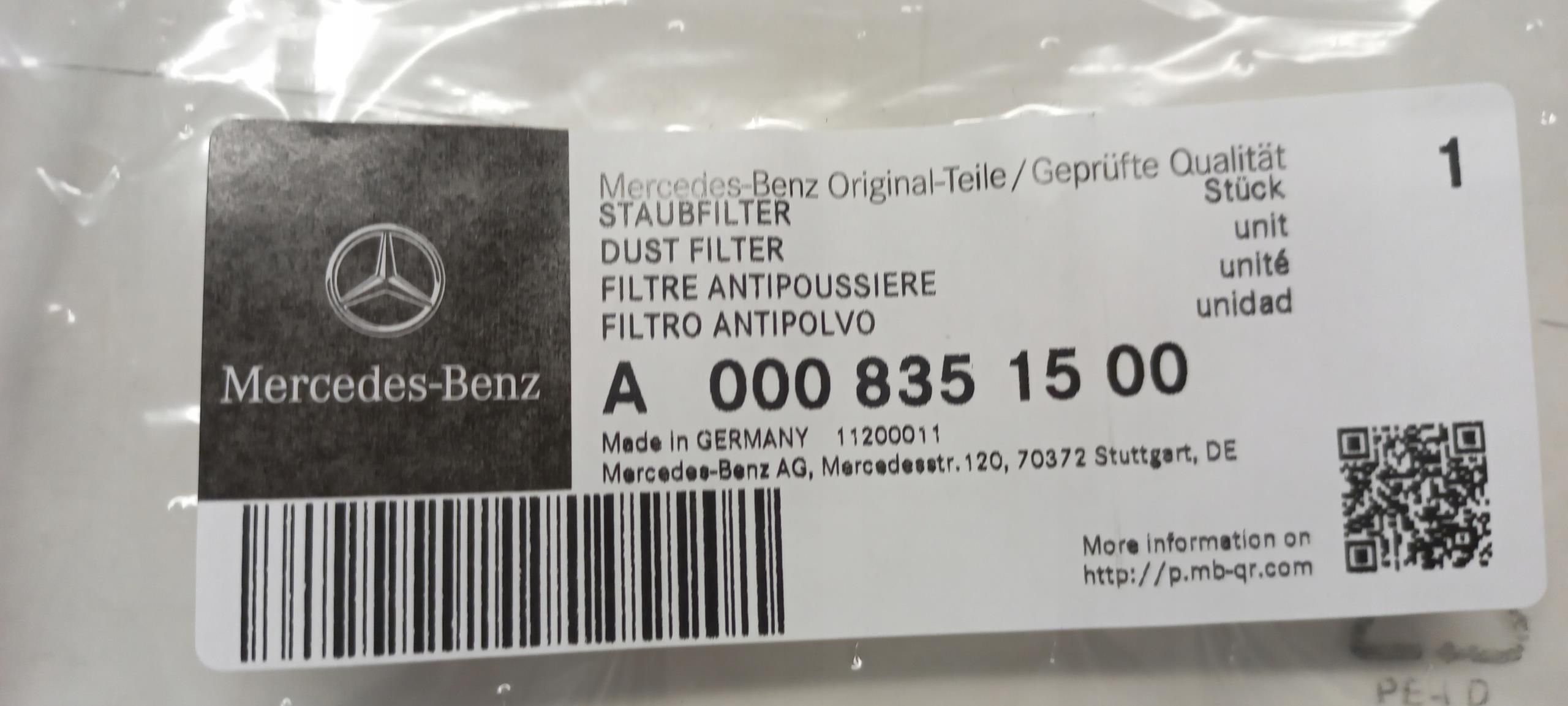 Filtr kabinowy MercedesBenz Oe Filtr Pyłkowy Klimatyzacji Tył Mercedes ...