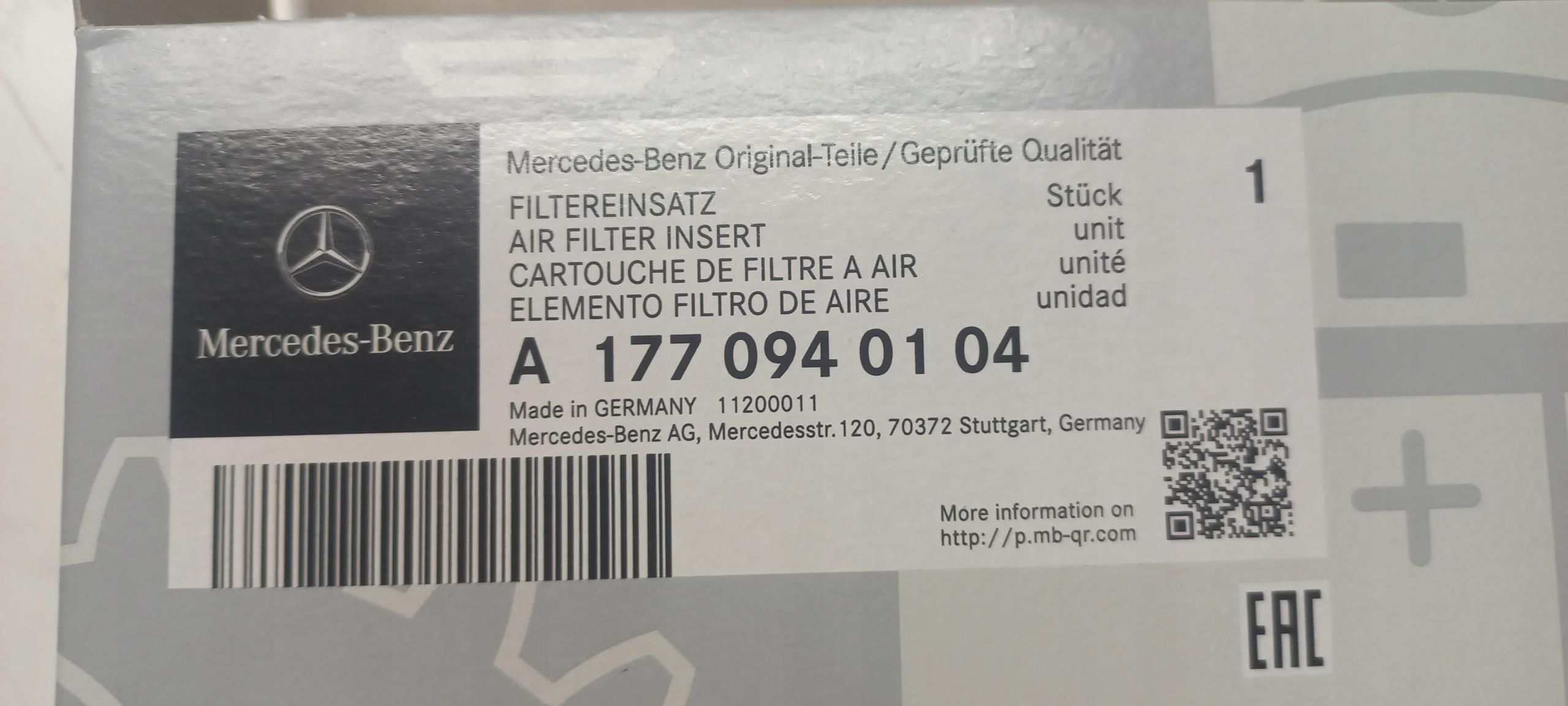 Filtr powietrza MercedesBenz Oe Org Filtr Powietrza A1770940104 A 177 ...