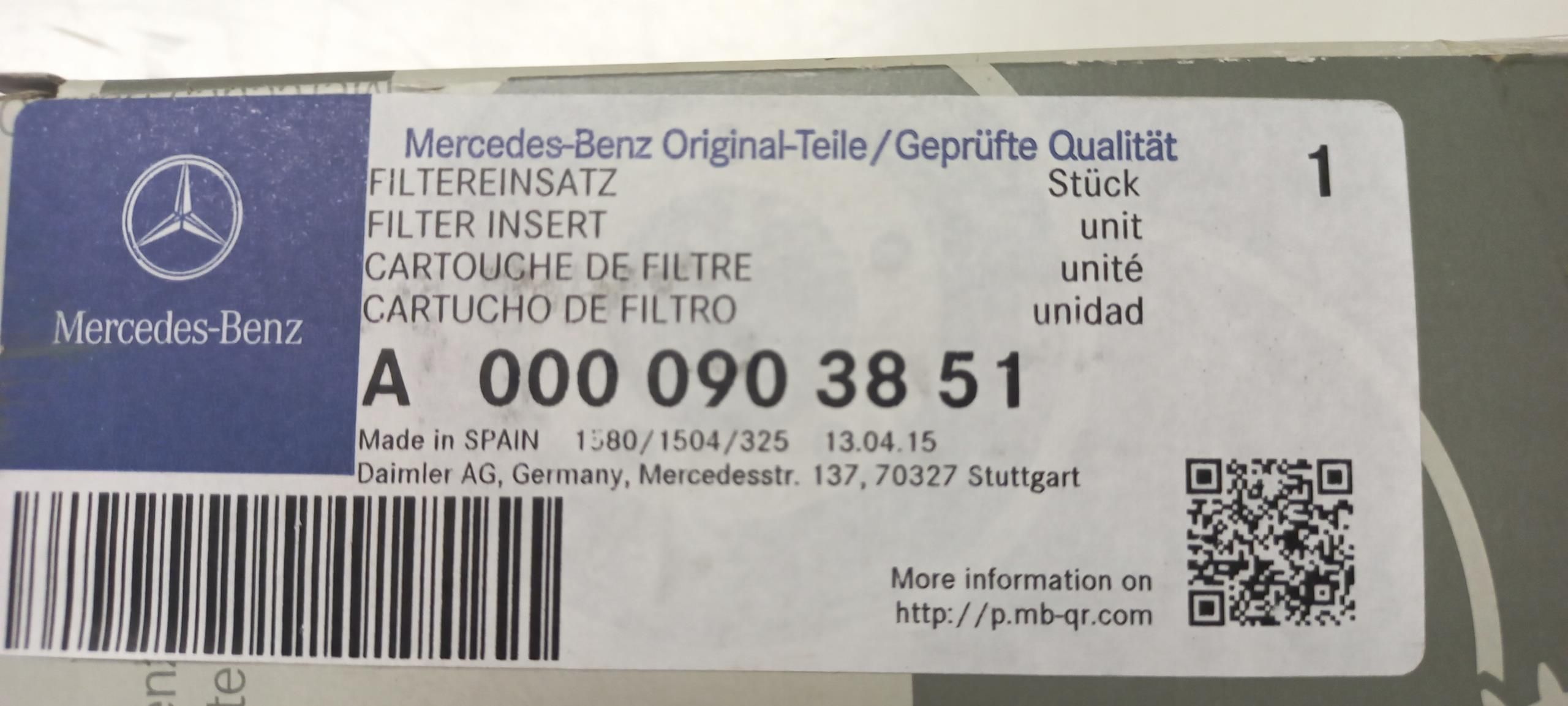 MercedesBenz Oe Filtr Powietrza Mercedes Viano Vito A 0000903851 000 ...