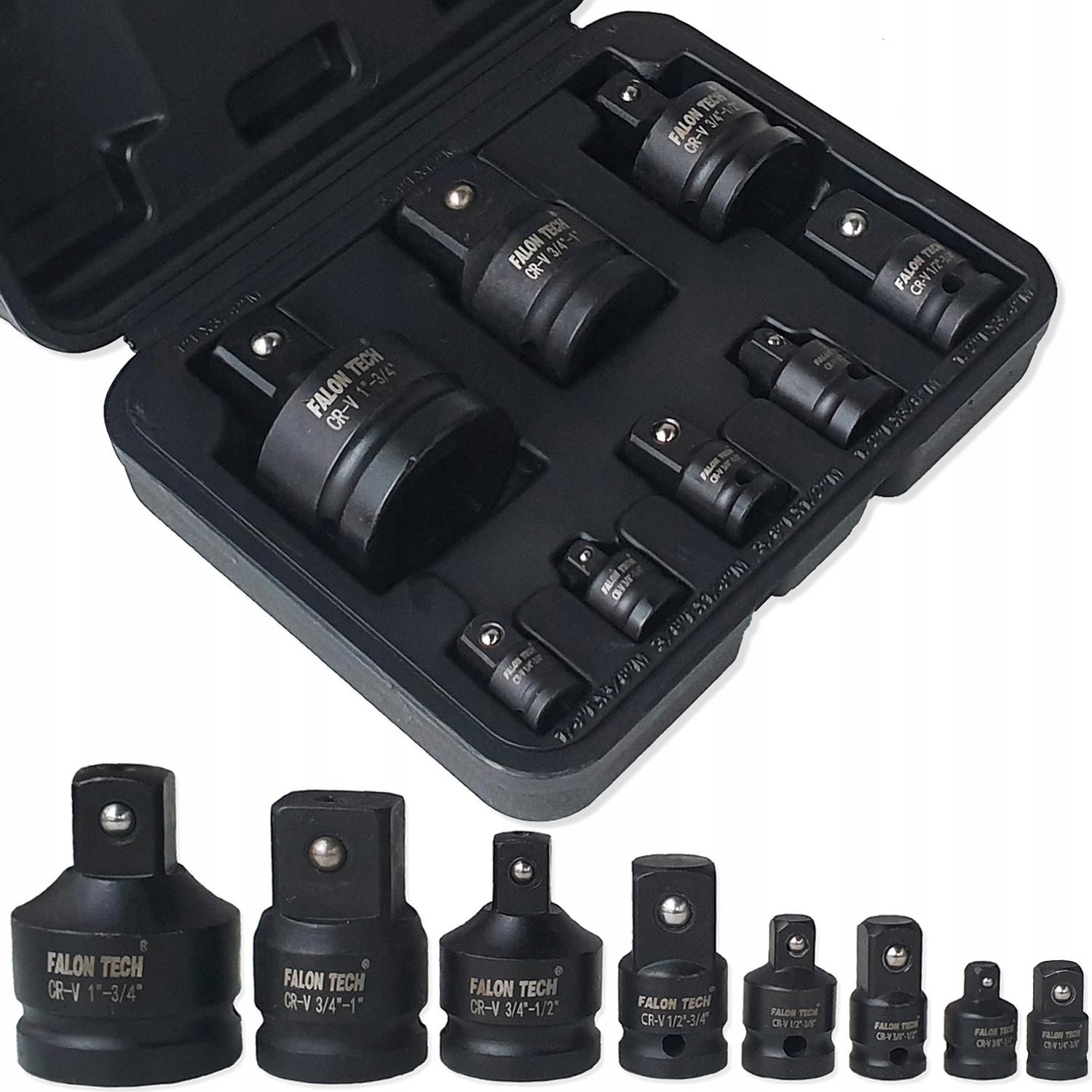 Falon-Tech 8szt. Redukcje Adaptery Udarowe 1/4 3/8 1/2 3/4 1 FT015048OD - Opinie i ceny na Ceneo.pl