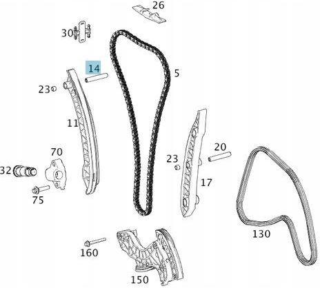 Mechanizm rozrządu MercedesBenz Oe Org Kołek Napinacza Łańcucha Rozrząd ...