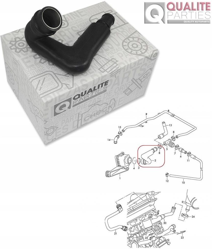 Blok silnika Qp Przewód Odmy Odma Vw Passat 1.8 1.8T 2.5 058103213 ...