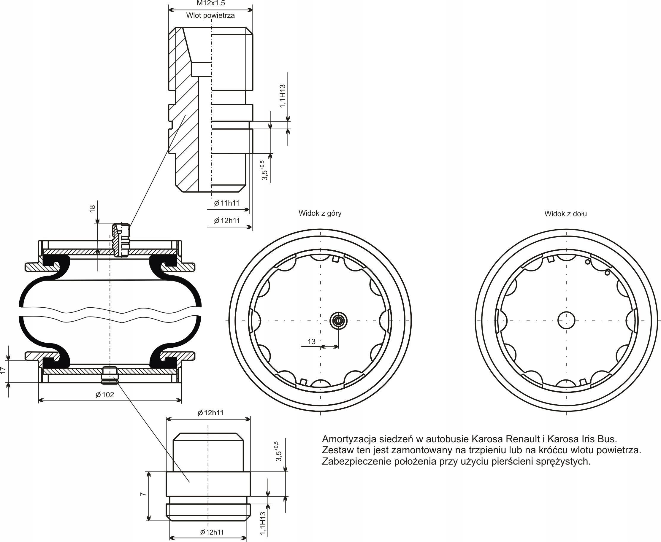 Zawieszenie silnika Rubena Poduszka Pneumatyczna Miech 130X3 Pod ...